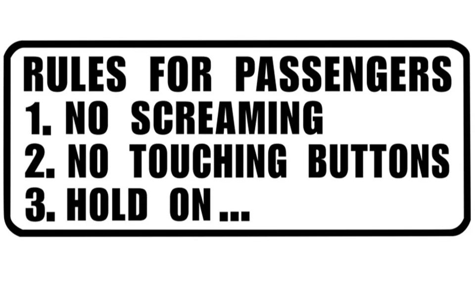 Rules For Passengers Decal – Funsize Industries
